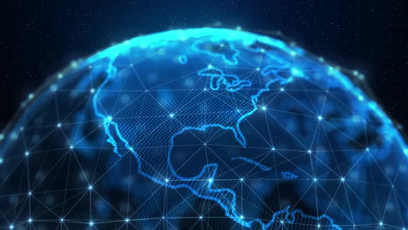 Planet Earth Big data 3d Global network connection Binary code globe ...