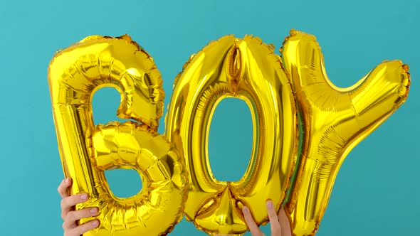 Golden BOY Words Made of Inflatable Balloons, Stock Footage | VideoHive