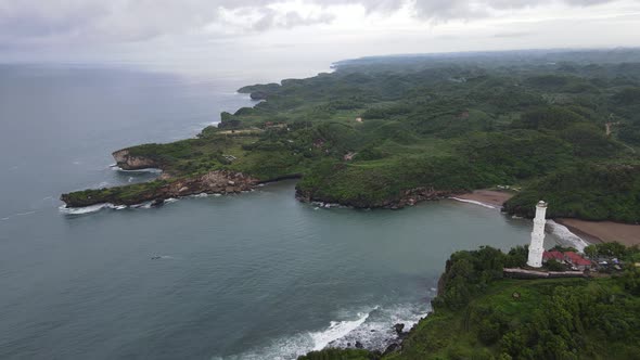 Aerial view of the lighthouse in Indonesian beach, Stock Footage ...