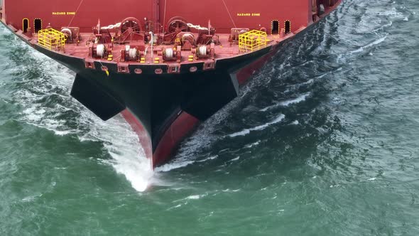 Container Ship Bow in the Ocean Aerial View, Stock Footage | VideoHive