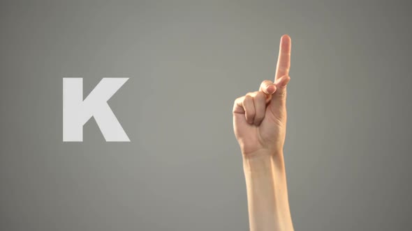 Letter K in Sign Language, Hand on Background, Communication for Deaf ...