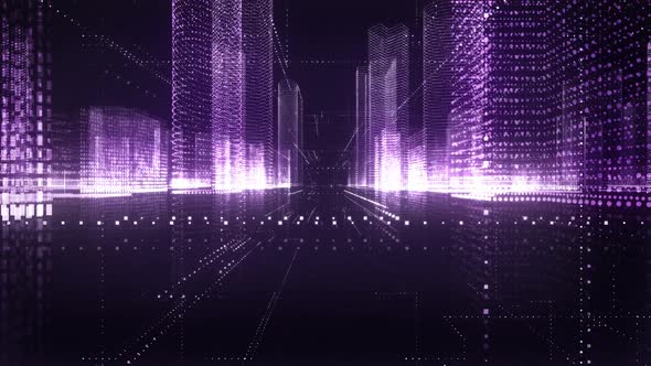 Digital Purple City Seamless Loop, Motion Graphics | VideoHive