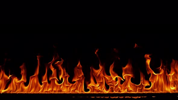 Fire Line In Super Slow Motion Isolated On Black Background, Stock Footage