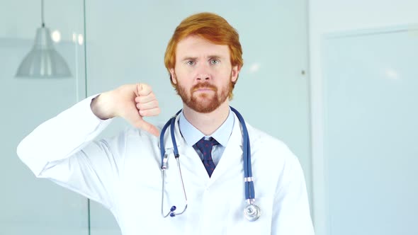 Portrait of Thumbs Down by Doctor in Clinic, Stock Footage | VideoHive