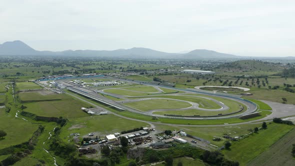 Aerial view of racing circuit Internacional Miguel E. Abed, racing ...