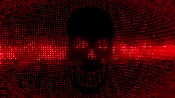 Hacking attack message pirate skull. Computer virus attack, cyber ...