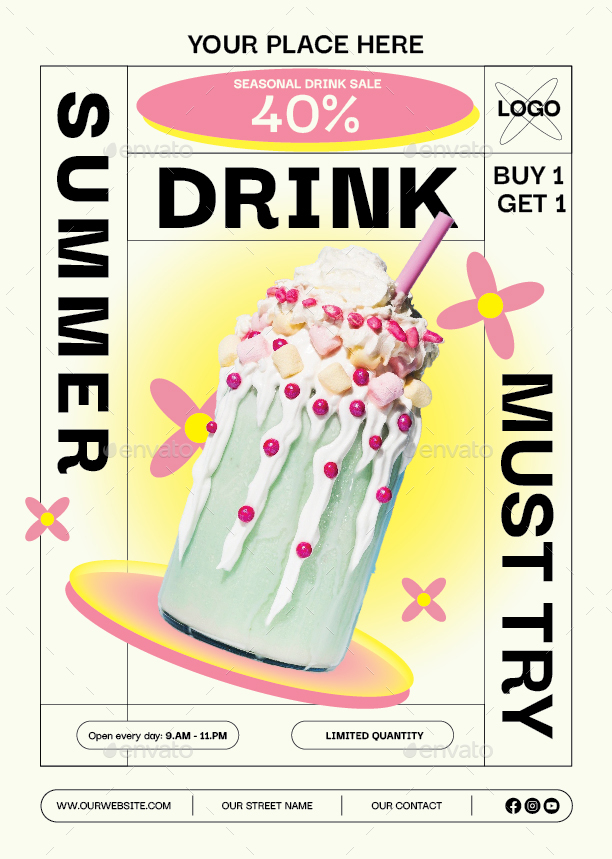 Summer Drink Party Flyer, Print Templates | GraphicRiver