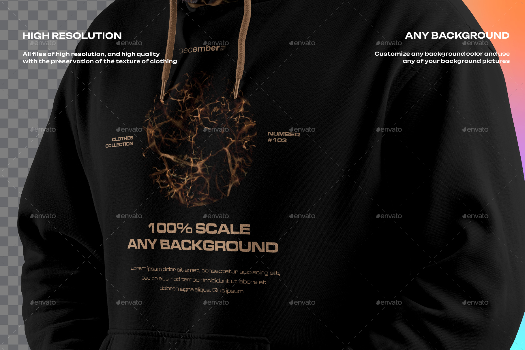 4 Mockups Oversize Hoodie vol.3. Front, Back and Side View, Graphics