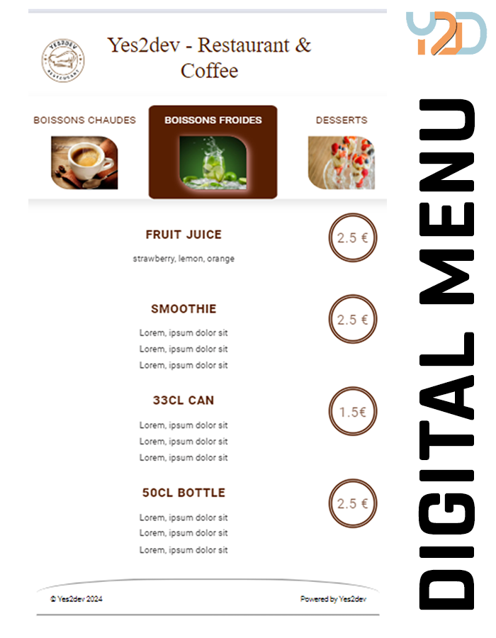 Template Digital Menu - Restaurant Coffe - HTML5 CSS3 JS by Yes2dev