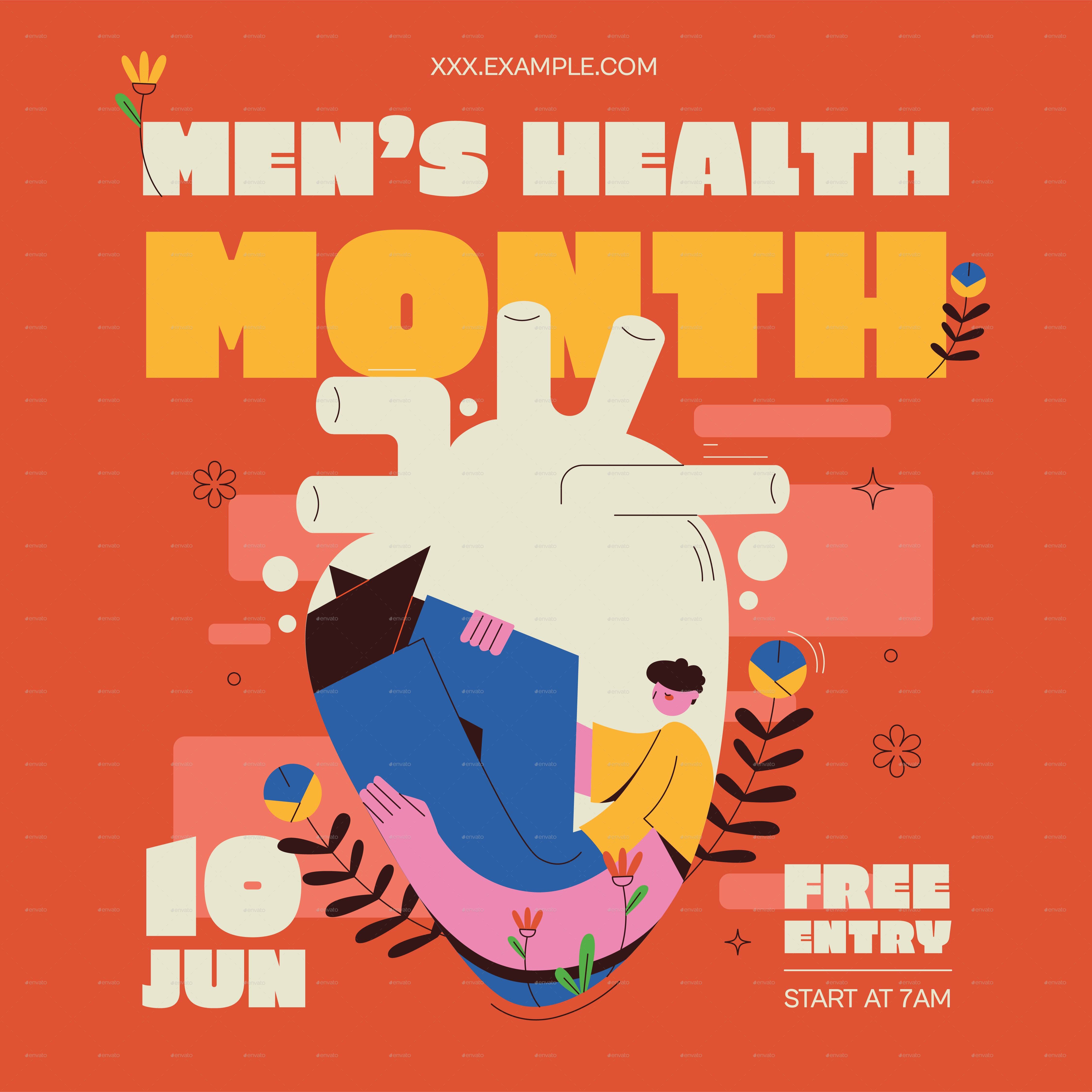 Orange Men's Health Month Flyer, Print Templates | GraphicRiver