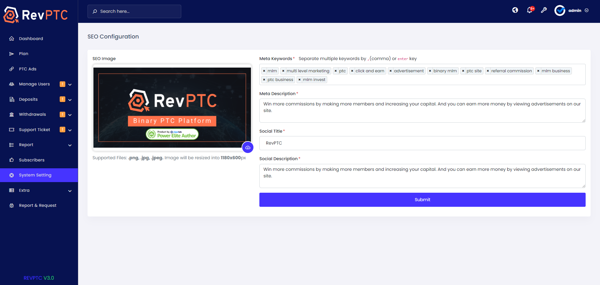 RevPTC - Multilevel Binary PTC Platform by ViserLab | CodeCanyon