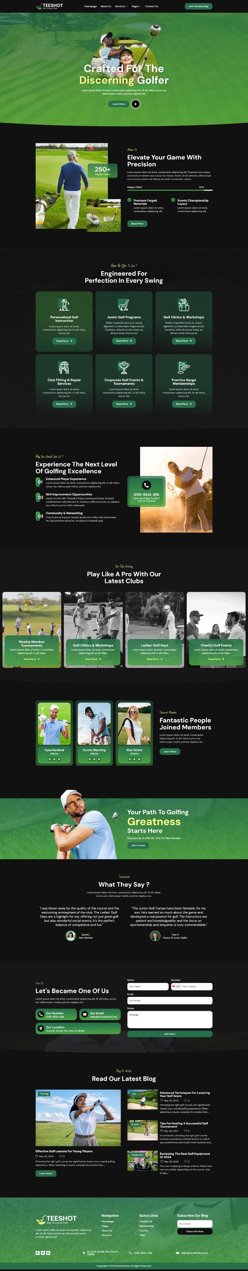 Teeshot - Golf Club & Course Elementor Template Kit by Rometheme ...