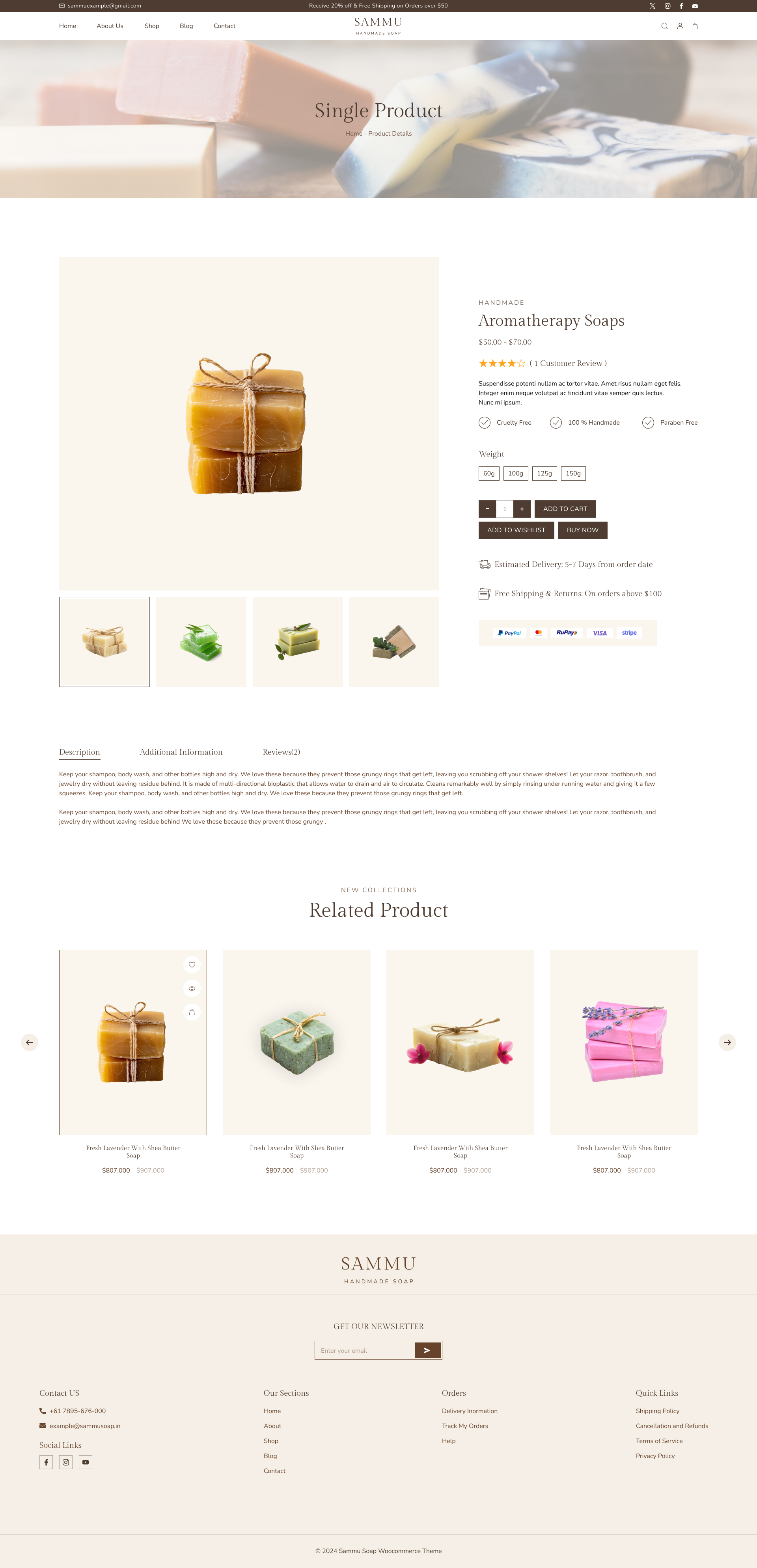 Sammu - Handmade Soap, Organic Store Figma UI Template by venusweb
