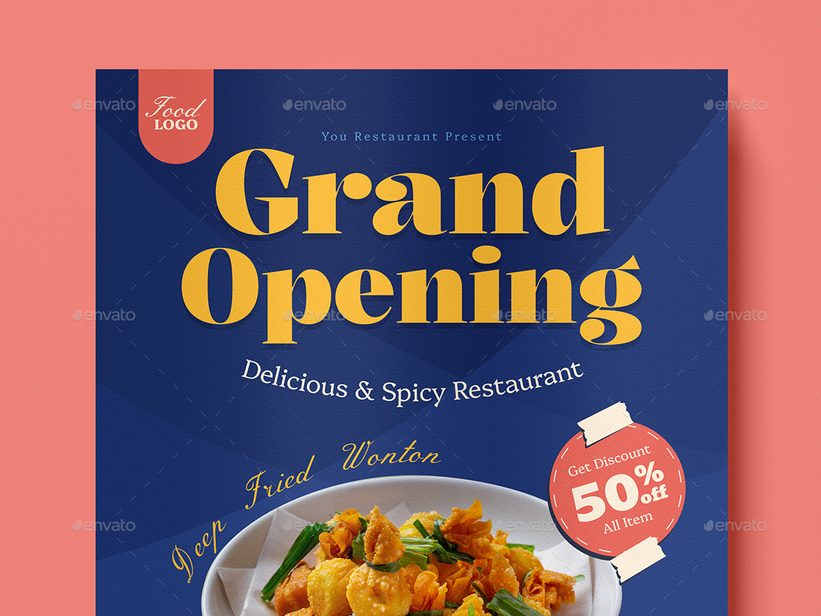 Grand Opening Restaurant Flyer, Print Templates | GraphicRiver