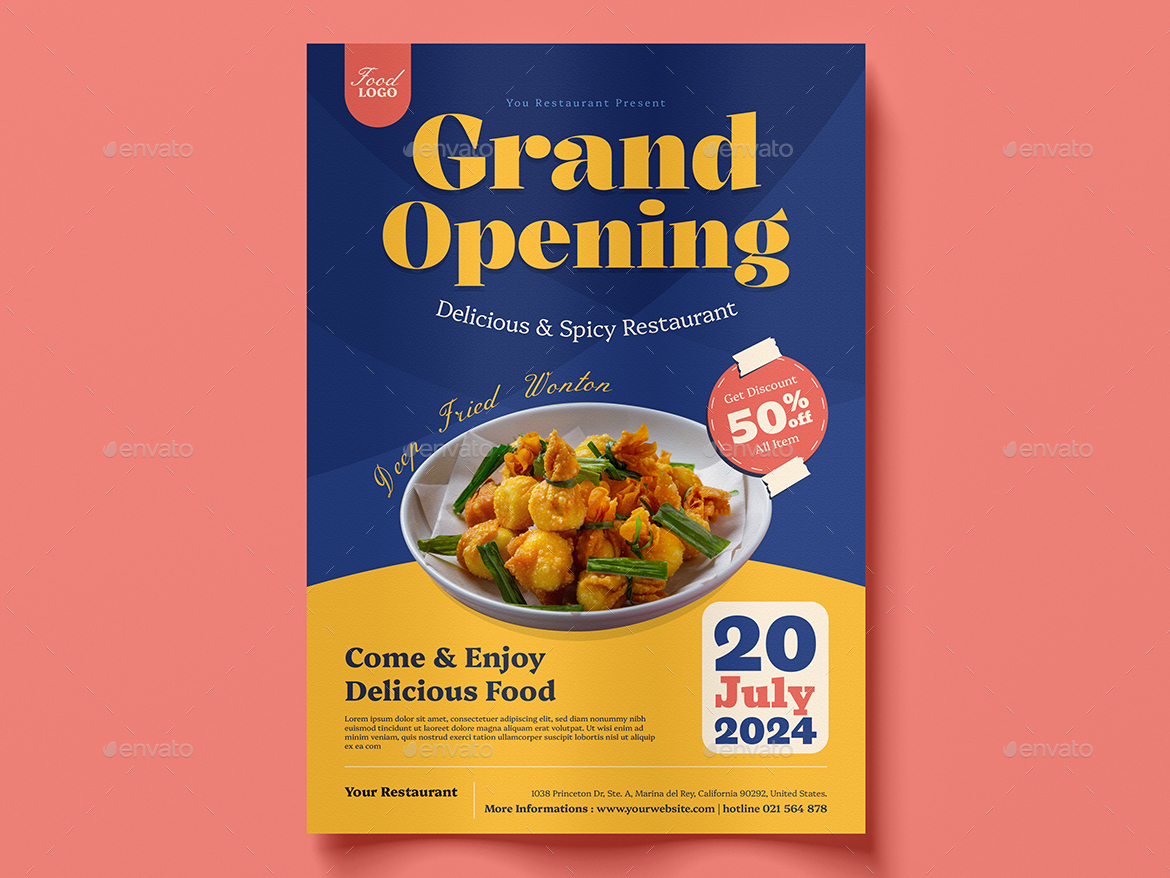 Grand Opening Restaurant Flyer, Print Templates | GraphicRiver