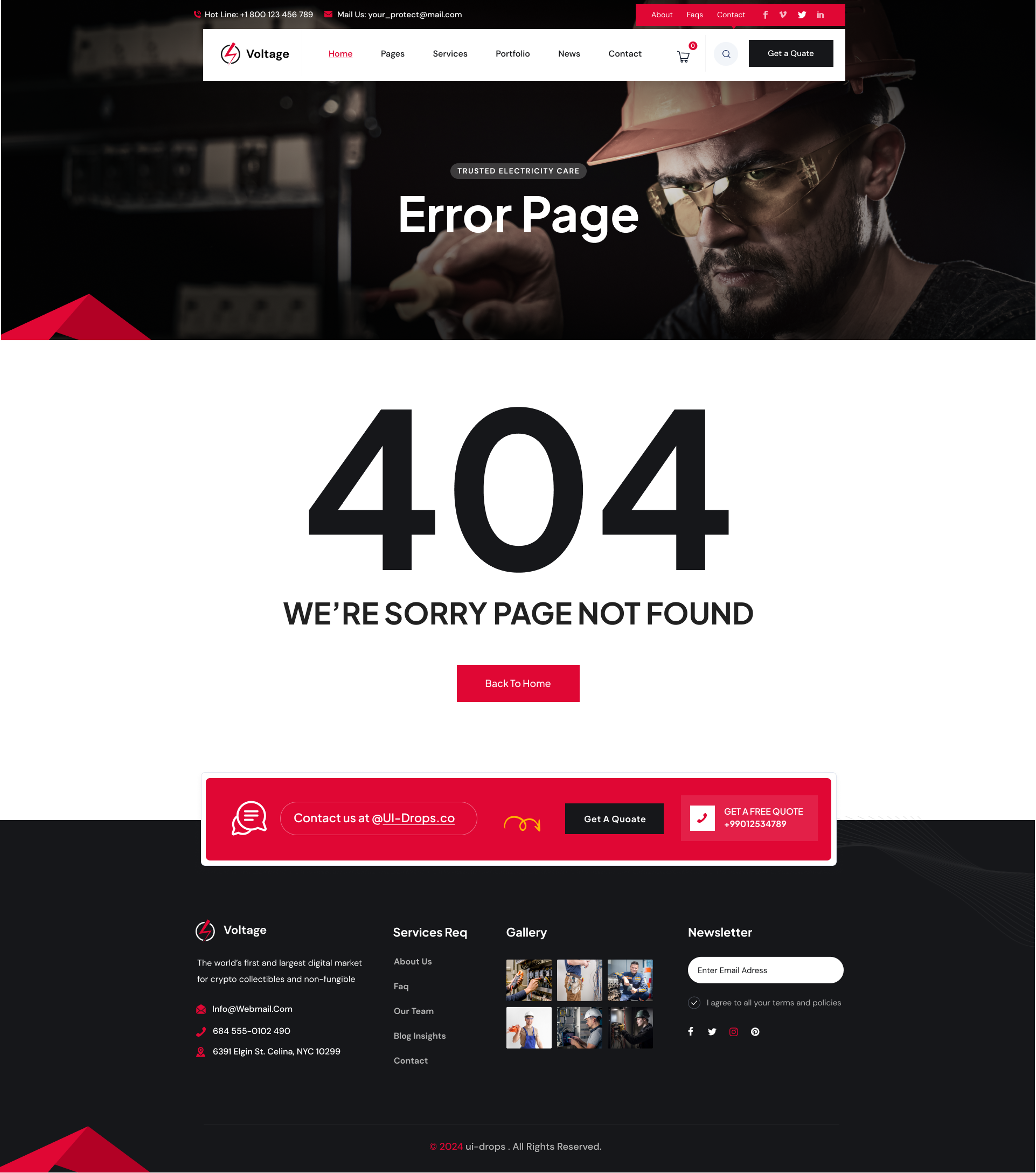 Voltage- Electrical Repair & Service Figma Template by UI-Drops ...