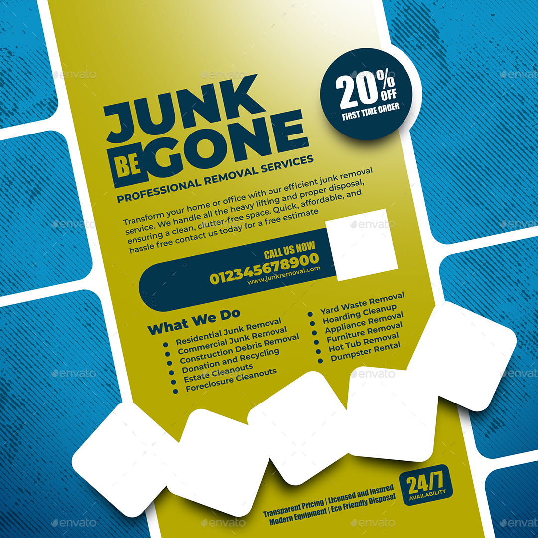 Junk Removal Flyer and Social Media, Print Templates | GraphicRiver
