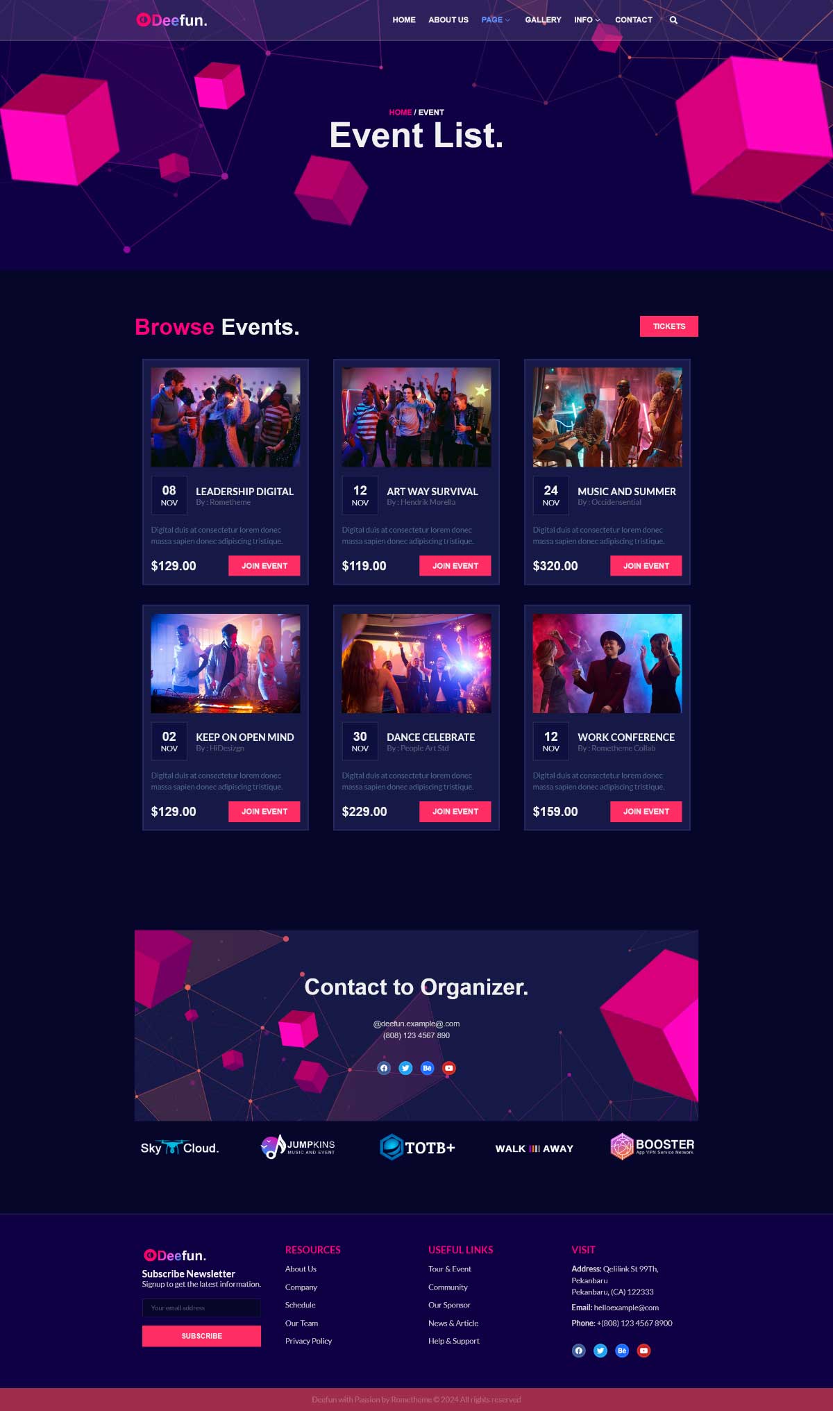 DeeFun - Festival & Event Organizer Elementor Template Kit by Rometheme