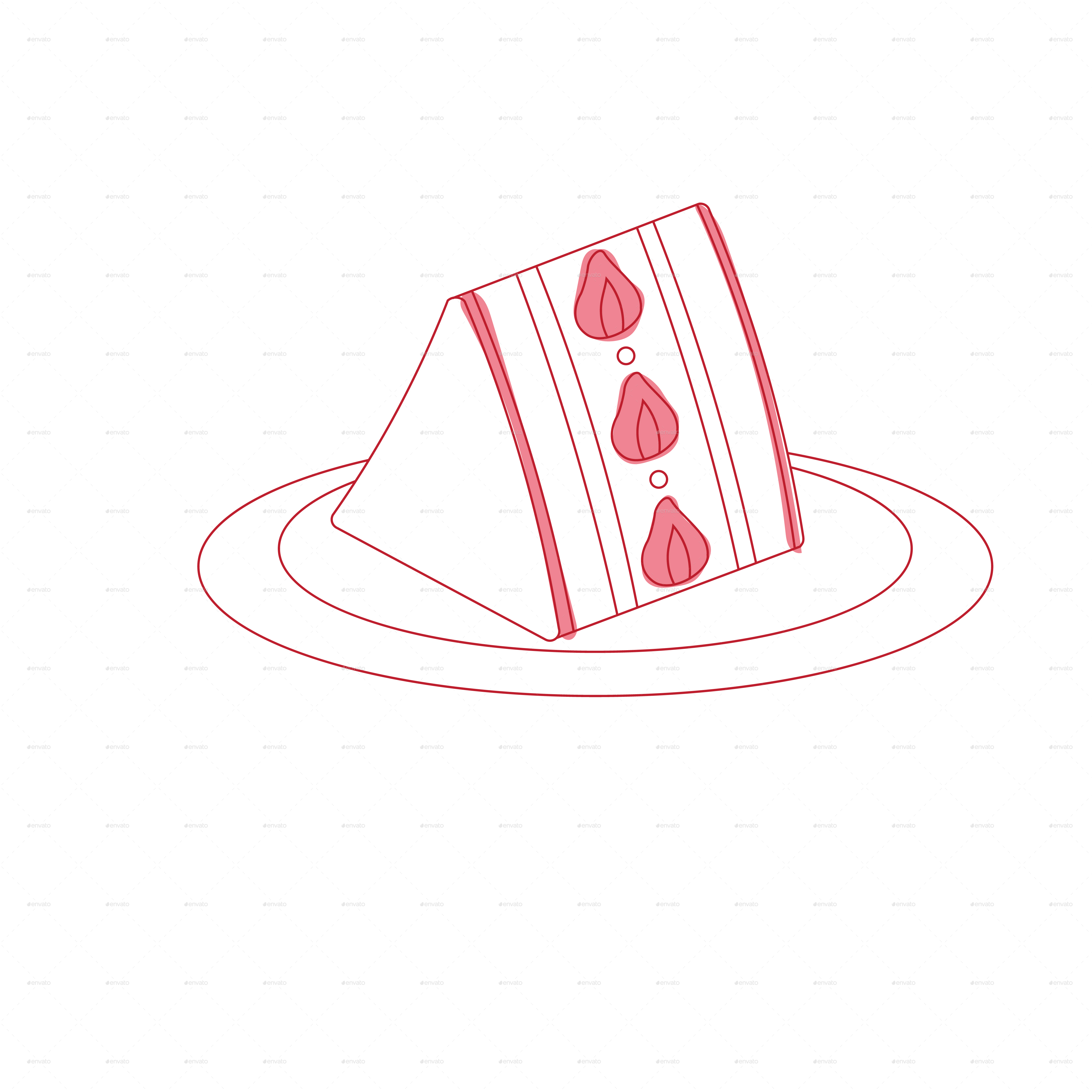 Pink Red Outline Handrawn Dessert Element Pack, Graphics | GraphicRiver