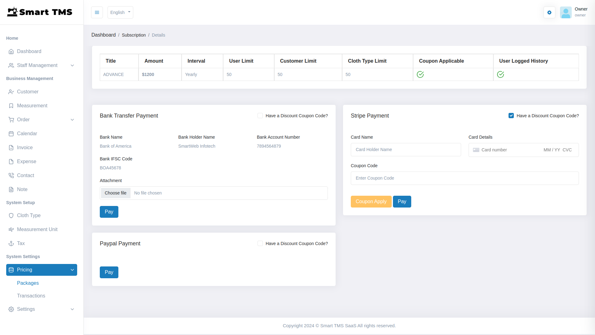 Smart TMS SaaS - Tailor Management System by smartwebinfotech | CodeCanyon