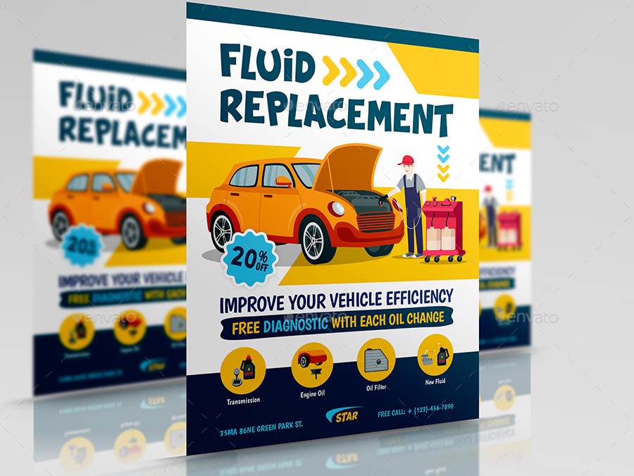 Oil Change Service Flyer Template Vol.2, Print Templates | GraphicRiver