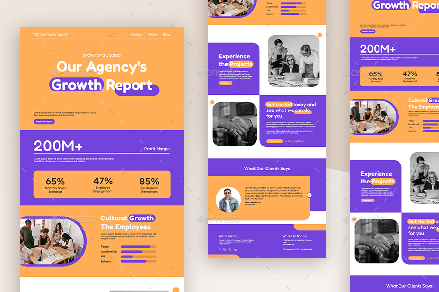 Marketing Agency Newsletter PSD Template, Web Elements | GraphicRiver