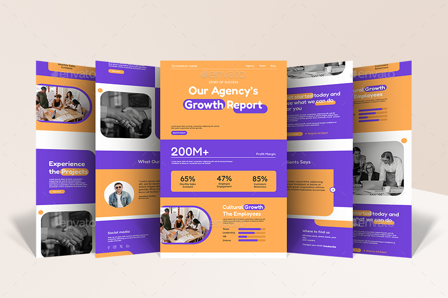 Marketing Agency Newsletter PSD Template, Web Elements | GraphicRiver