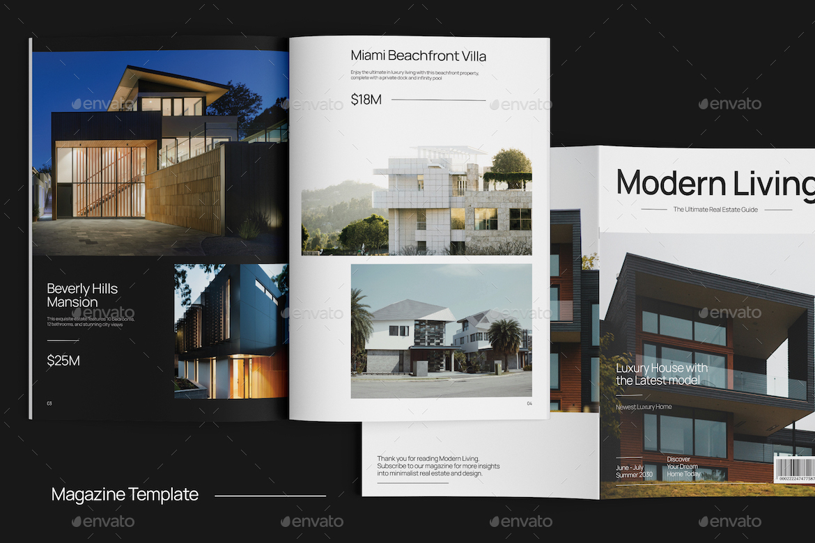 Modern Real Estate Magazine Template, Print Templates | GraphicRiver