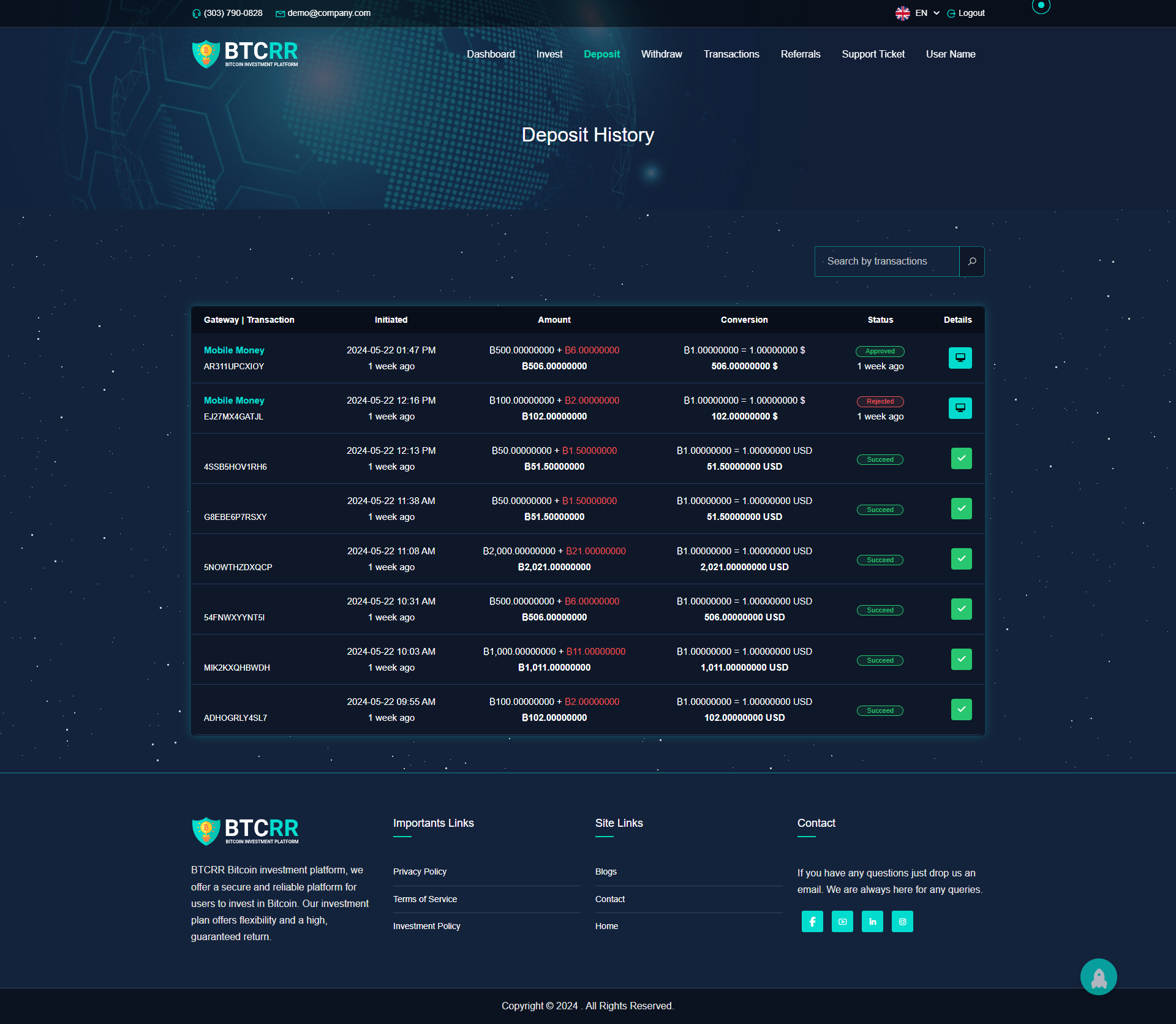 btcRR - Bitcoin Investment Platform by ViserLab | CodeCanyon