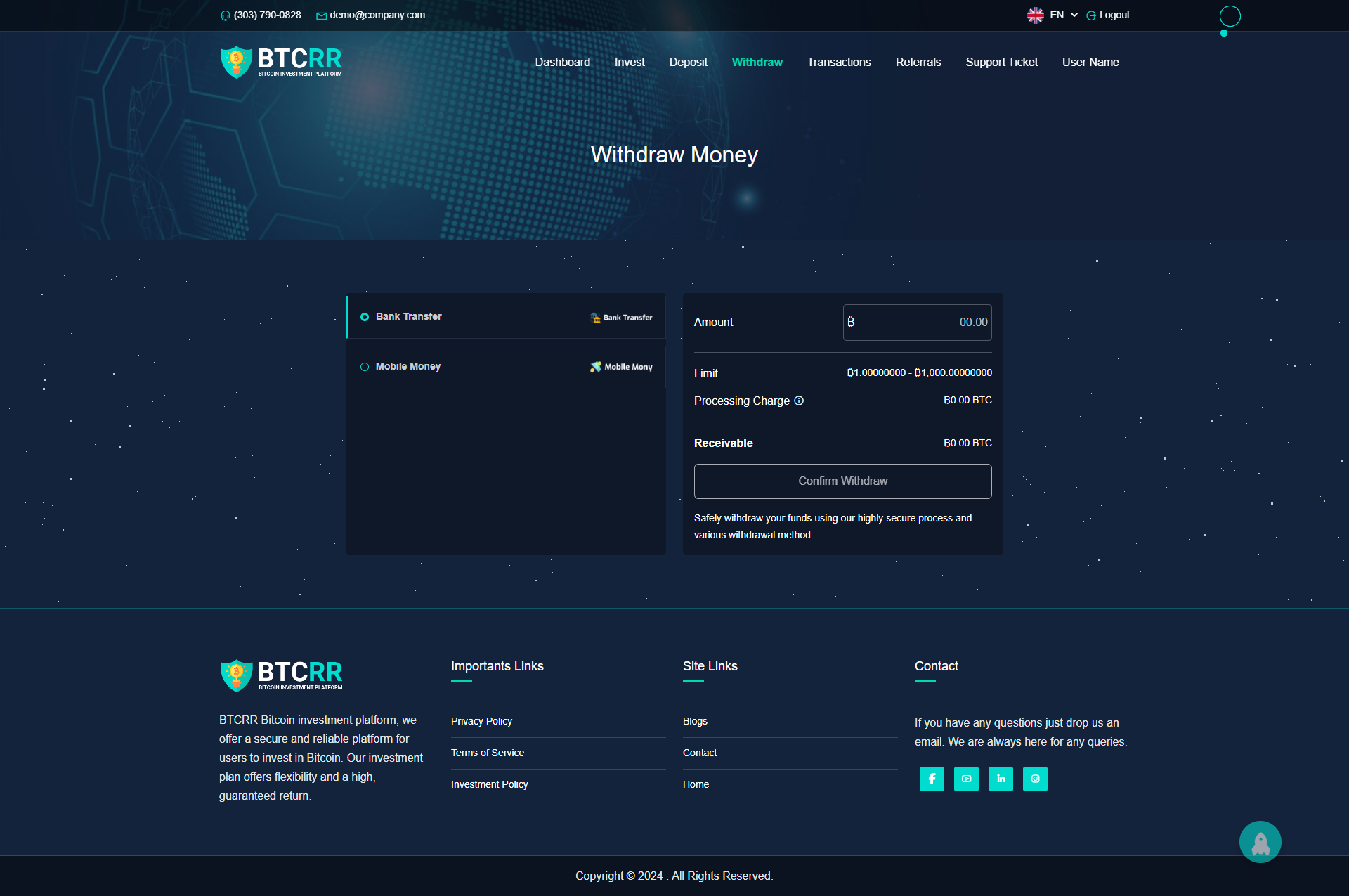 btcRR - Bitcoin Investment Platform by ViserLab | CodeCanyon
