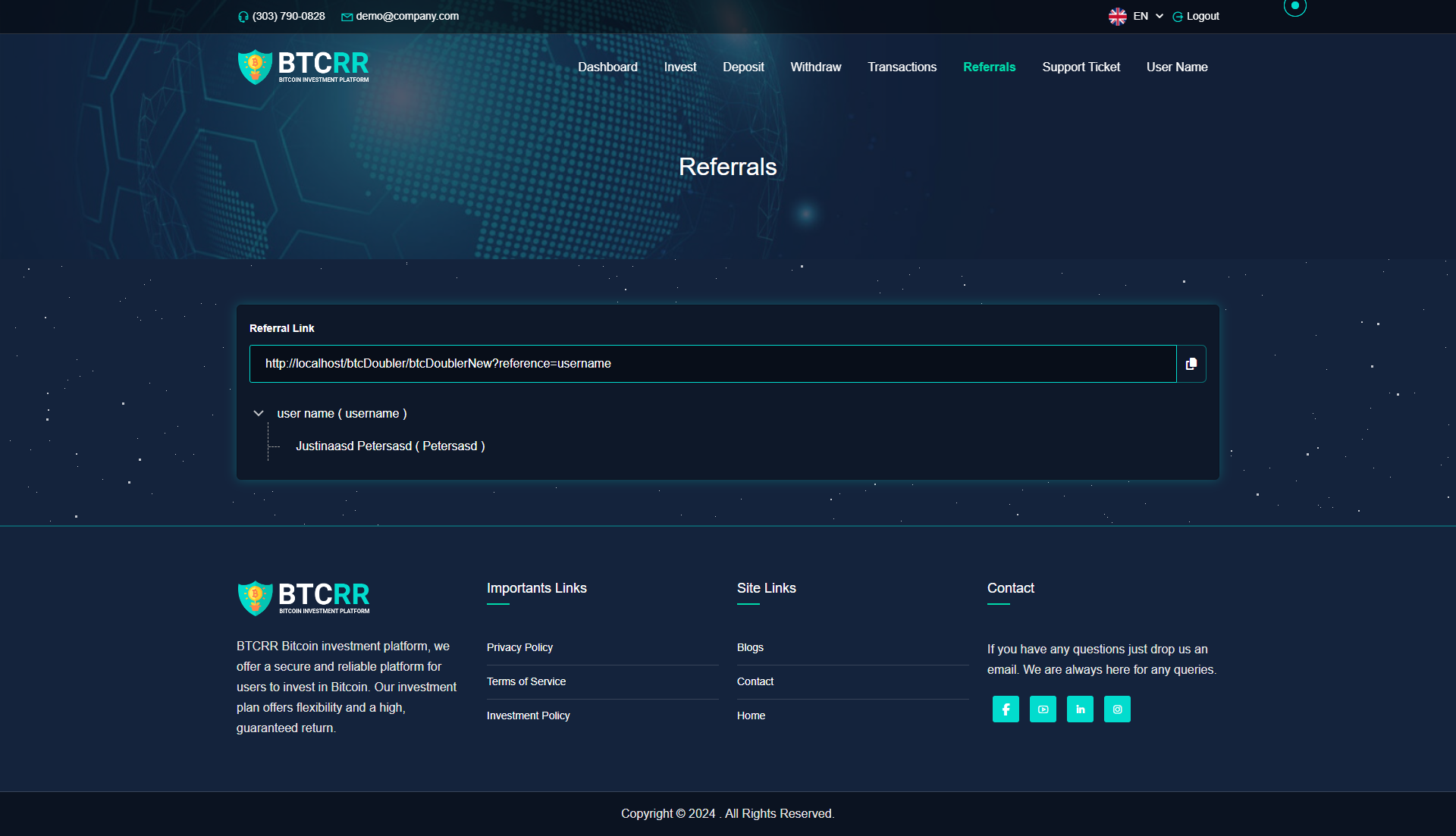 btcRR - Bitcoin Investment Platform by ViserLab | CodeCanyon