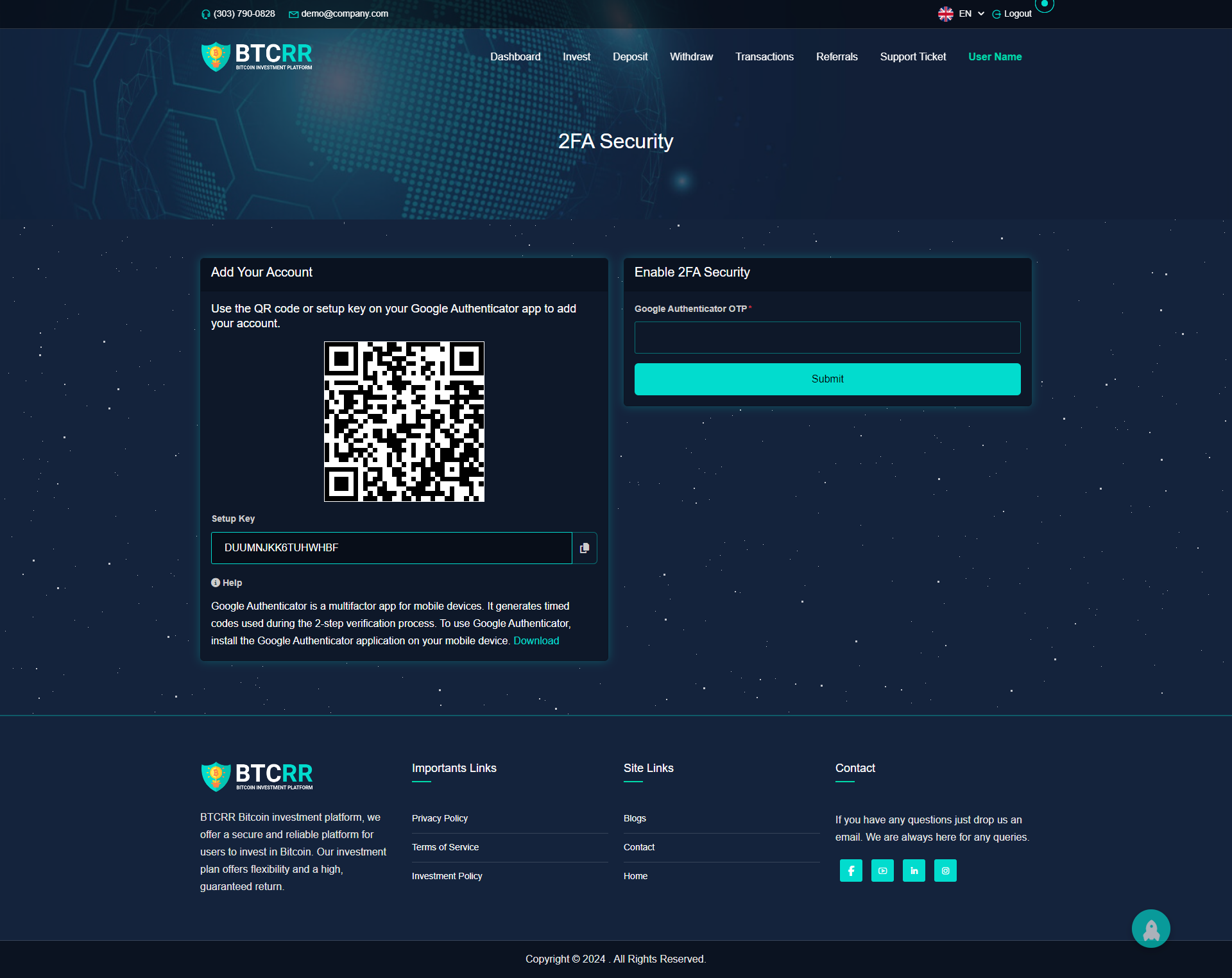 btcRR - Bitcoin Investment Platform by ViserLab | CodeCanyon