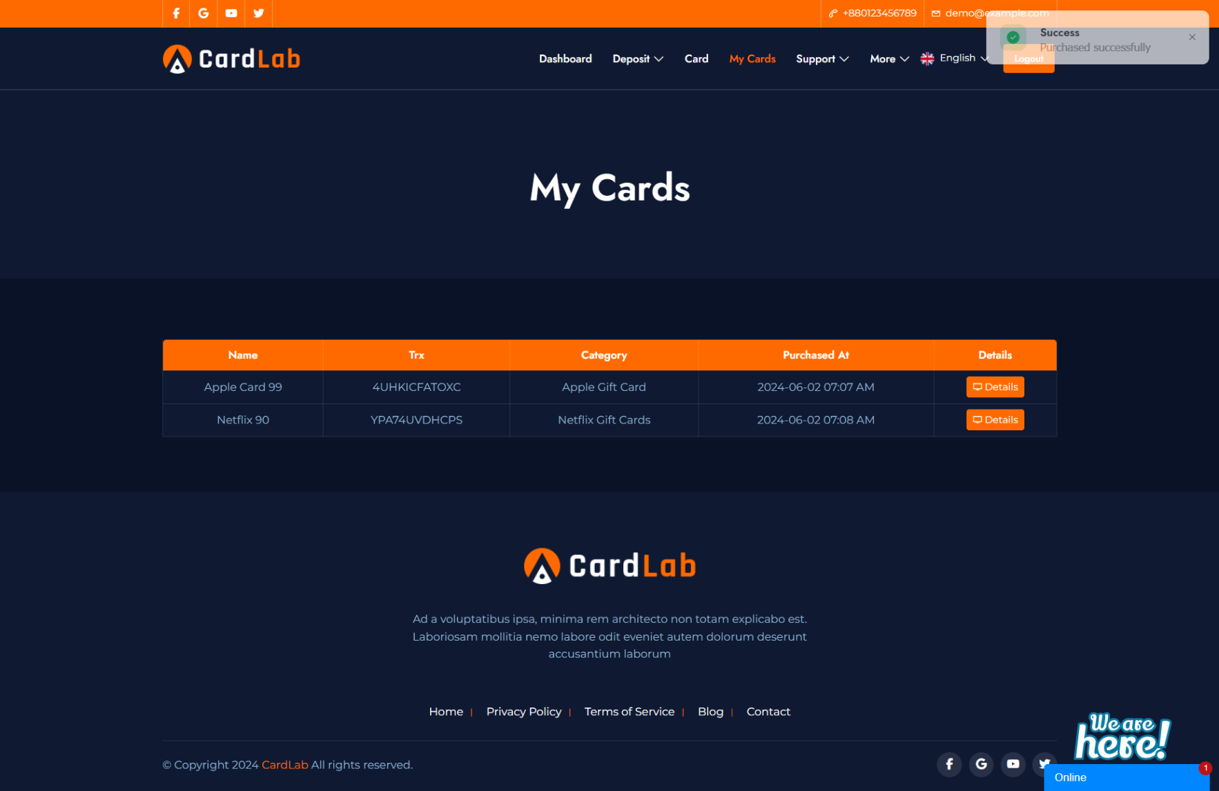 CardLab - Prepaid Card Selling Platform by ViserLab | CodeCanyon
