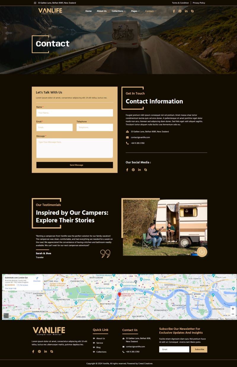 Vanlife - Campervan & RV Rental Elementor Template Kit by creedcreatives
