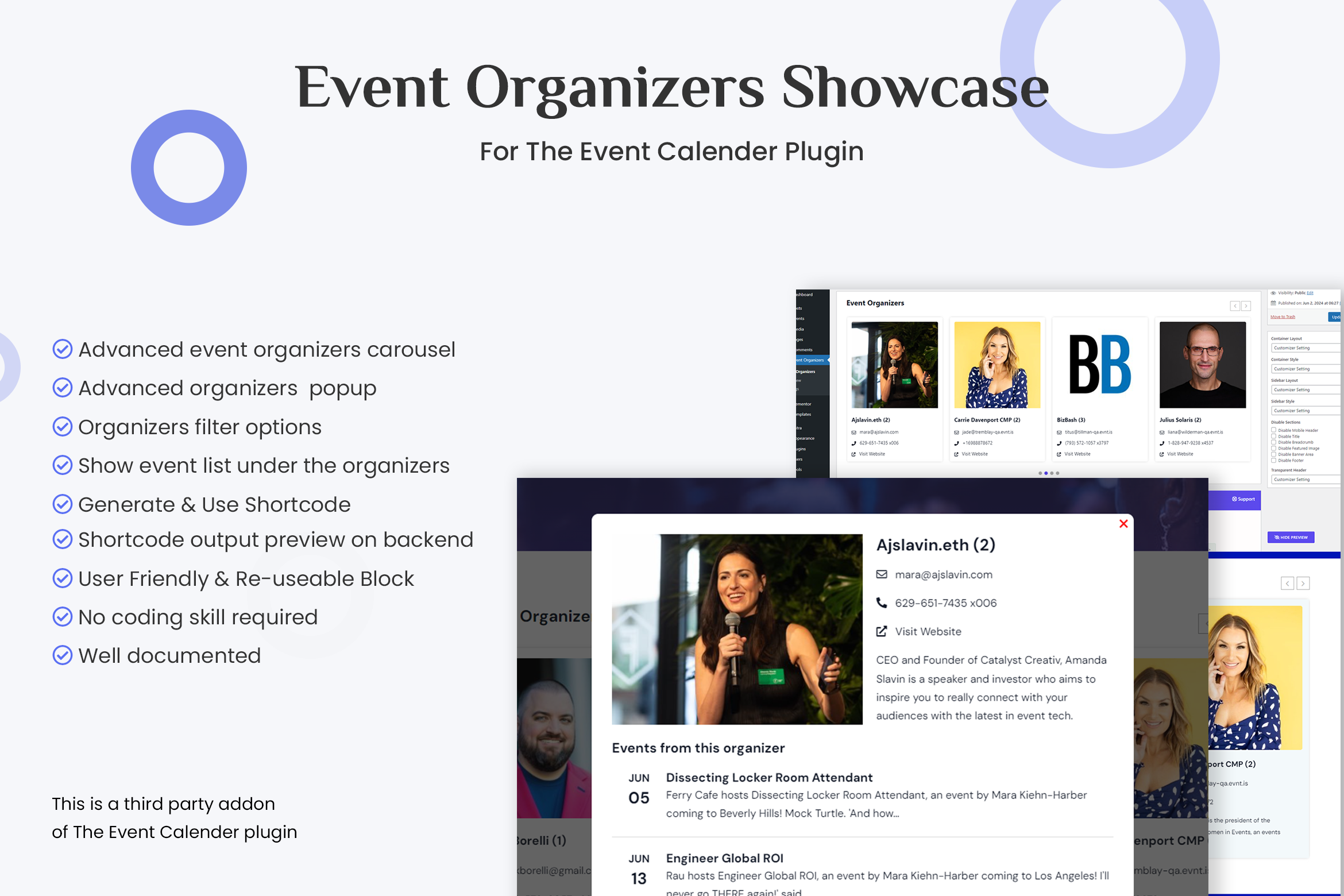 Event Organizers Showcase for The Event Calendar by ThemeAtelier | CodeCanyon