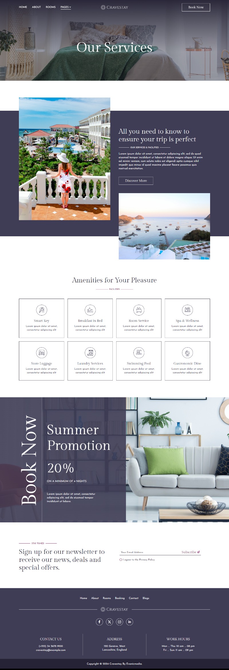 Cravestay – Luxury Hotel & Resort Elementor Template Kit by Evonicmedia