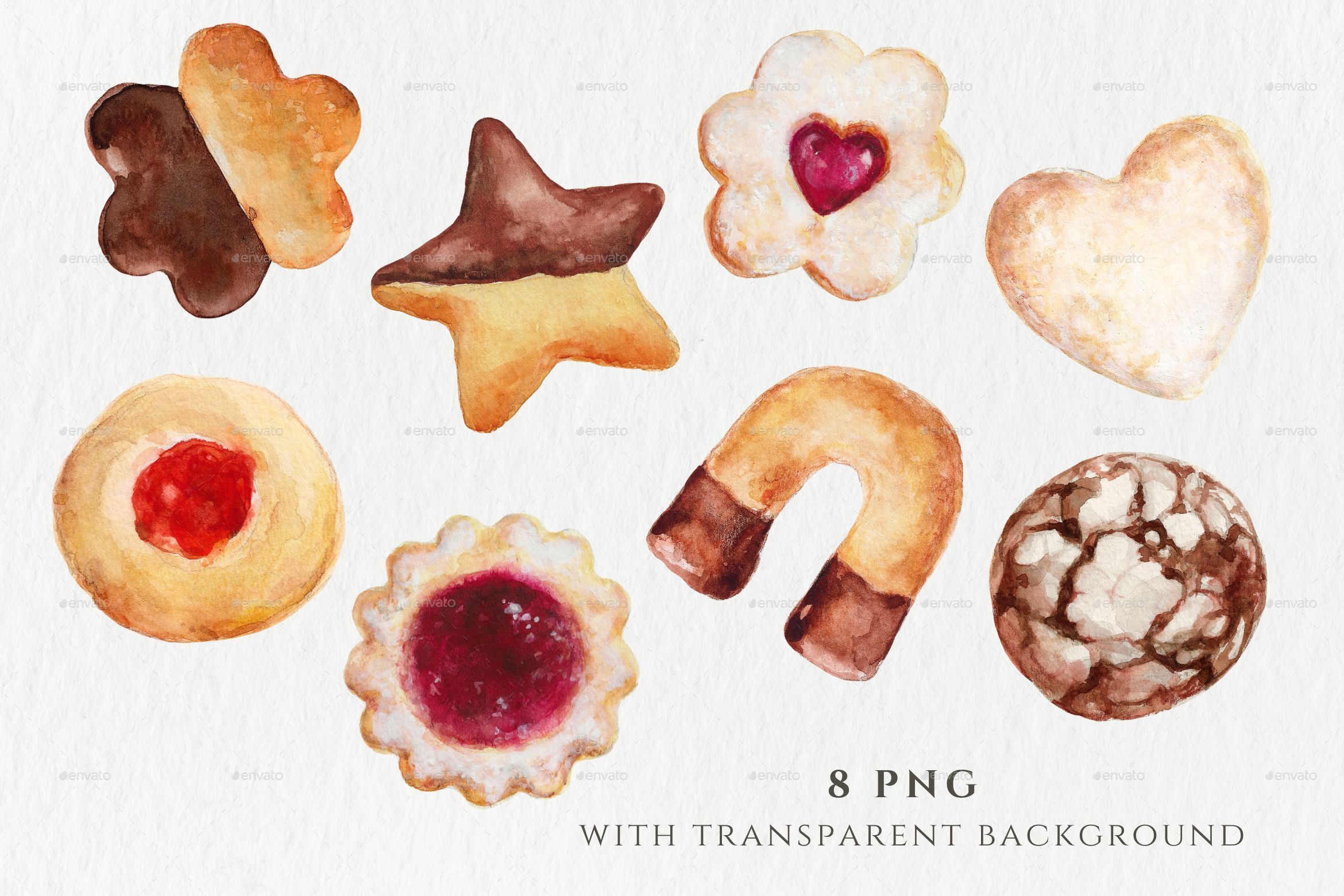 Butter Cookies Watercolor Set, Graphics | GraphicRiver