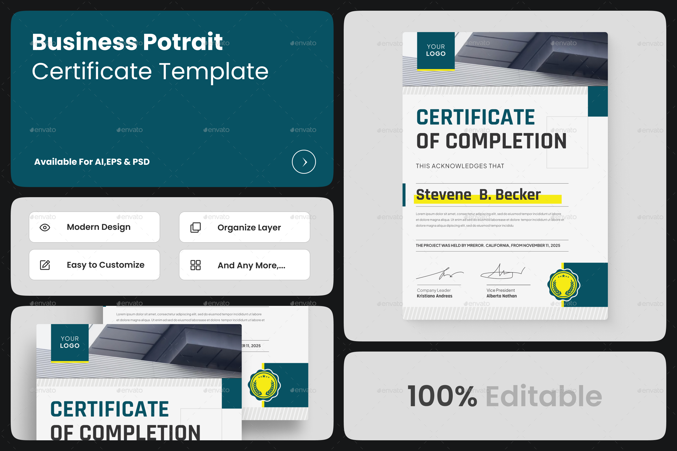 Business Potrait Certificate, Print Templates | GraphicRiver
