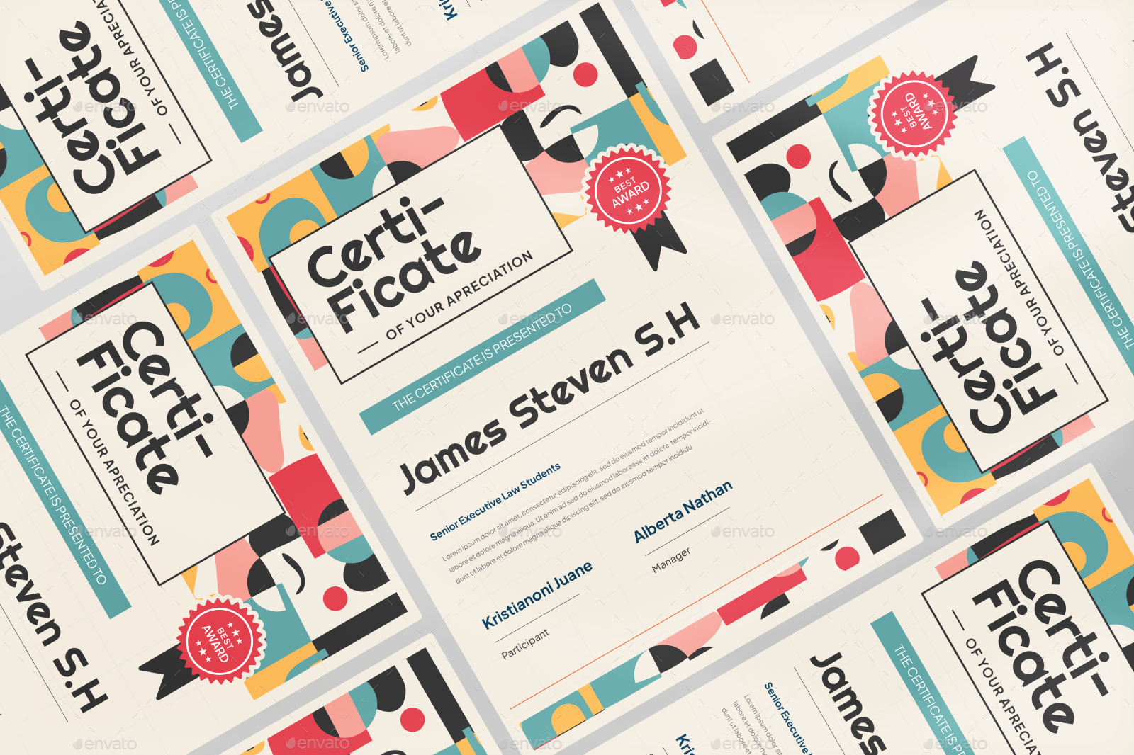 Geometric Potrait Certificate, Print Templates | GraphicRiver