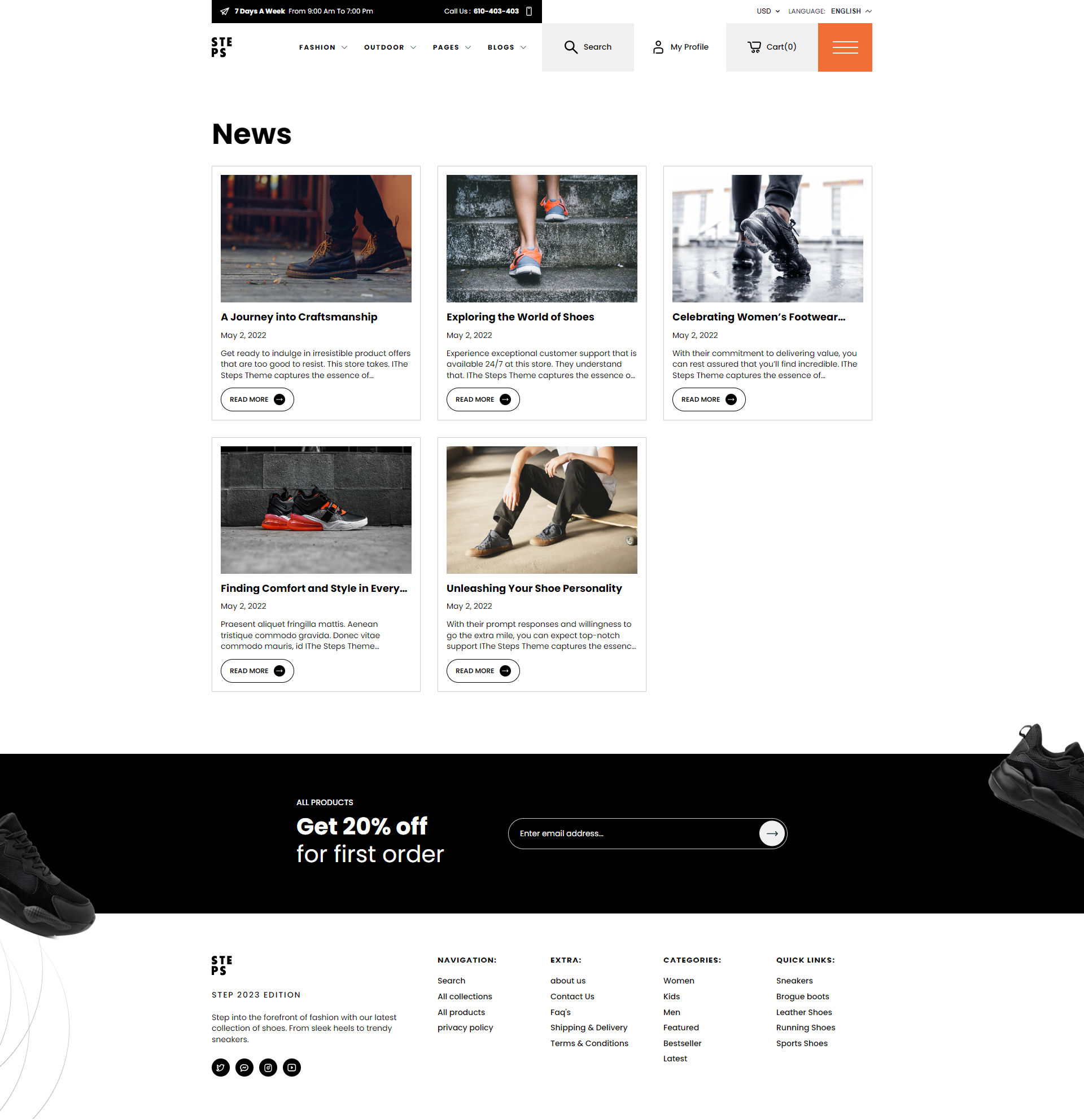 Steps - Sports Shoes, Footwear Shoes Shopify 2.0 Theme by WorkDo | ThemeForest