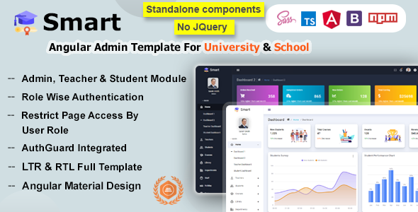 Smart - Angular 18+ Admin Dashboard Template for University, School ...