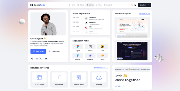 Bentofolio - Personal Portfolio HTML Template by Marvel_Theme | ThemeForest