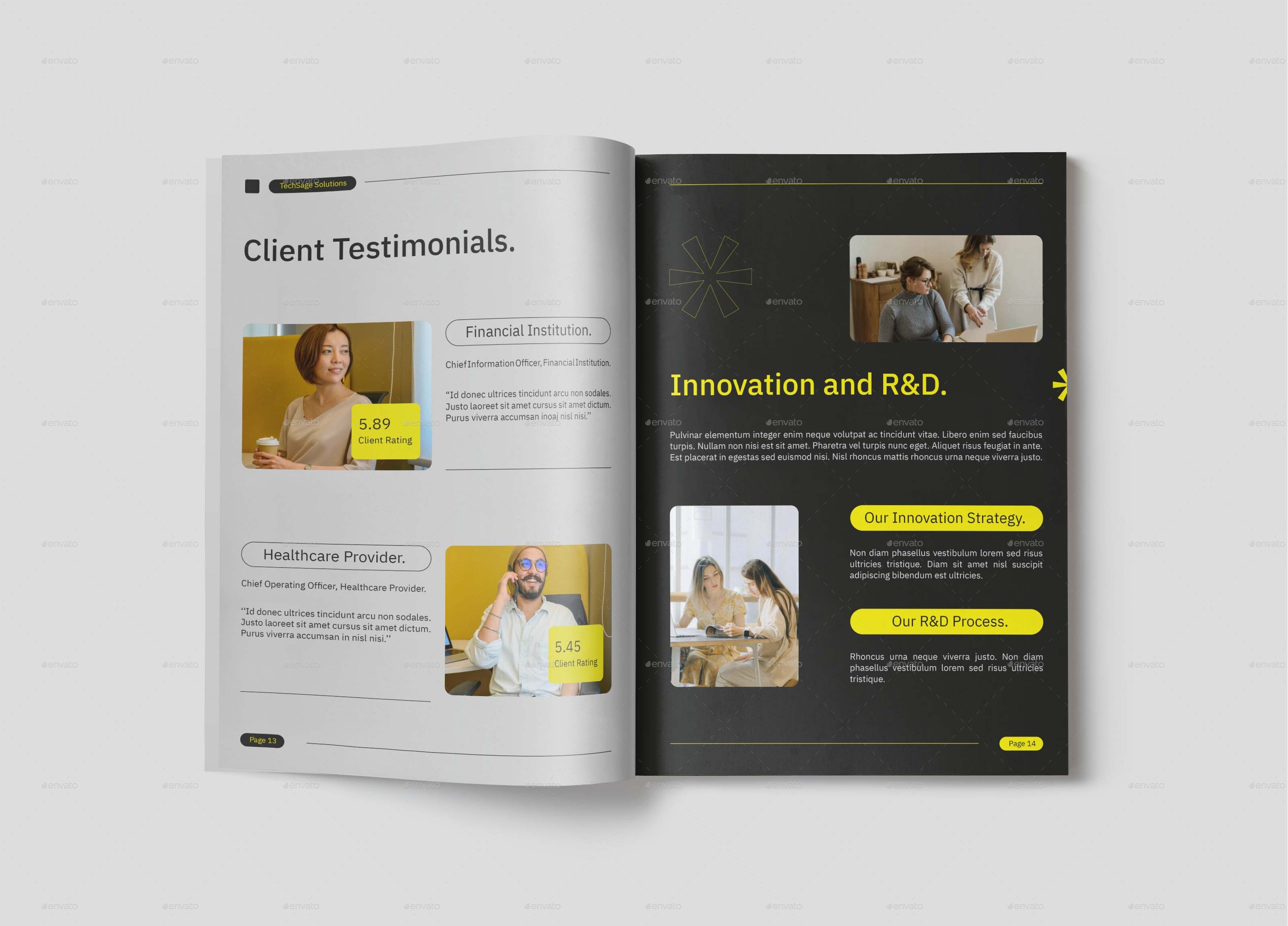 Yellow Grey Minimalist Creative Company Profile, Print Templates ...