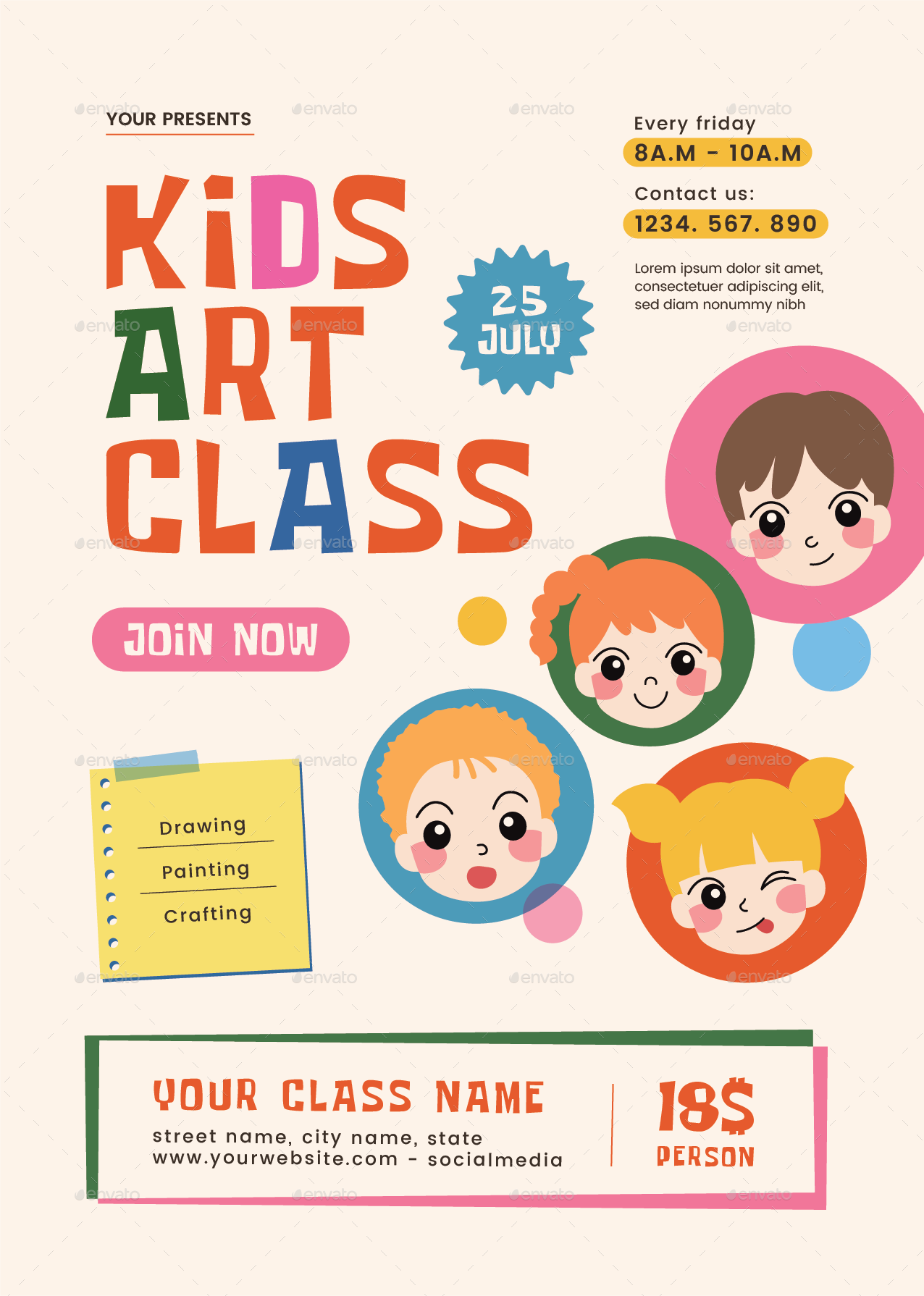 Kids Art Class Flyer, Print Templates | GraphicRiver