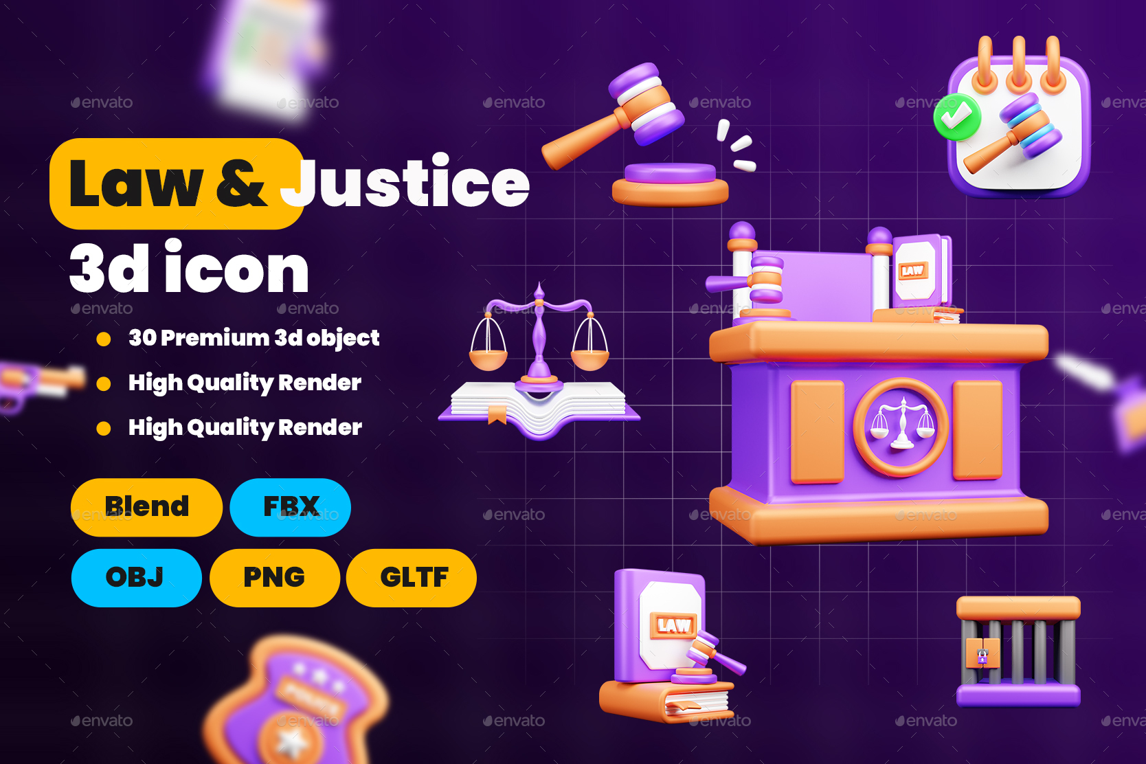 Law and Justice 3d Illustration Icon Pack, Graphics | GraphicRiver