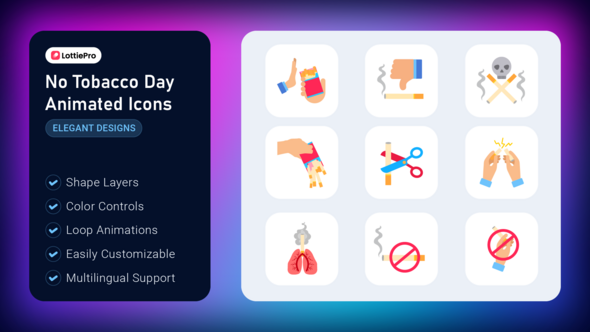 No Smoking Animated Icons, After Effects Project Files | VideoHive