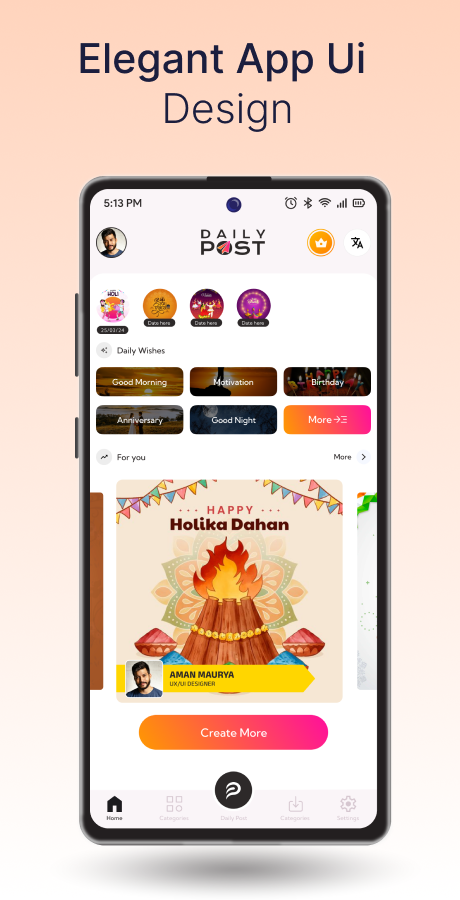 DailyPost : Poster Maker, Festival & Business, Crafto App Clone by Growwth