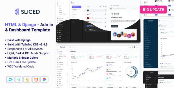 Sliced - Tailwind CSS & Django Admin & Dashboard Template by SRBThemes