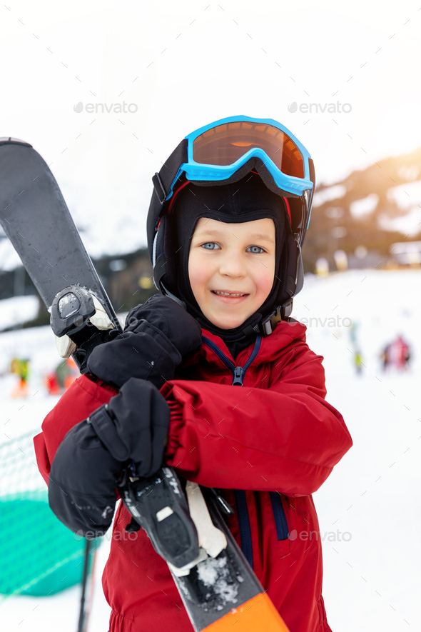 Portrait of cute confident adorable little kid boy enjoy having fun ...