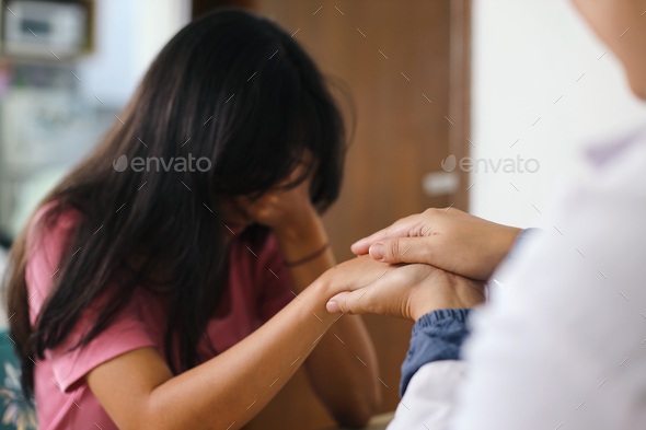 Sad Patient Suffering From Breast Cancer Stock Photo by Queenmoonlite35